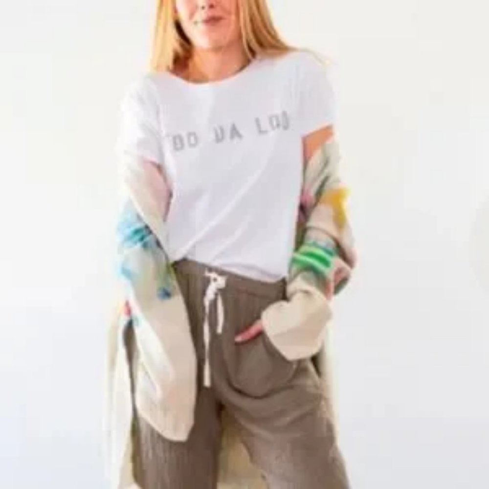 Womens Kerri Rosenthal White Gray Too Da Loo T-Shirt … - Gem